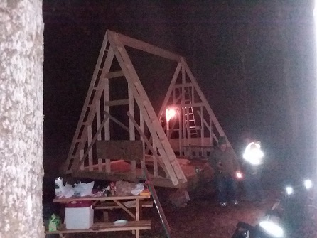 14x14 A-frame tiny cabin built from one of LaMar Alexander's plans