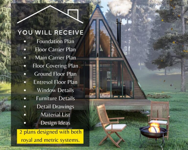 384 sq. ft. A-Frame Plans w/ Loft Bedroom