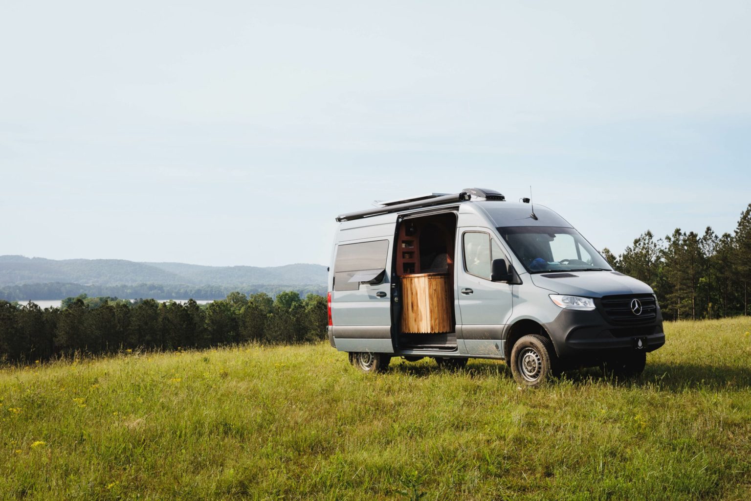 Bohdivan 4×4 Blue Grey 2021 Sprinter w/ Archway & Plaster-Style Walls