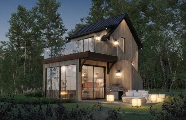 714 sq. ft. Modern Rustic Cabin with Rooftop Deck: PLANS