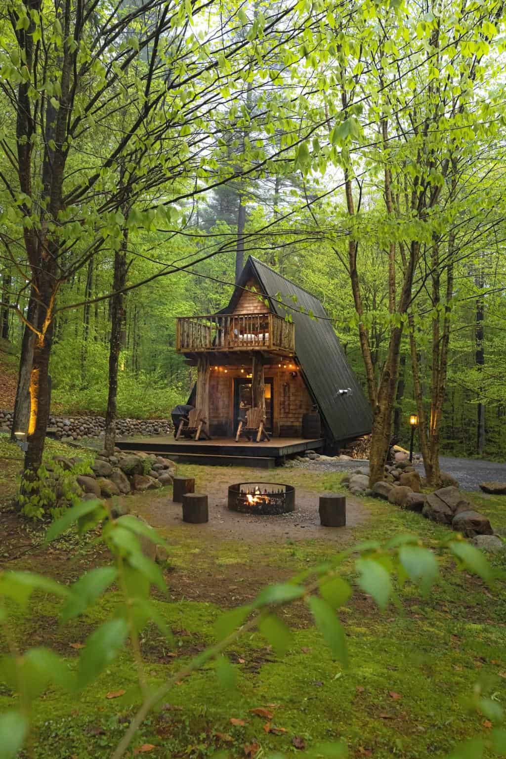 New York A-Frame Cabin with Motorized Indoor-Outdoor Bed
