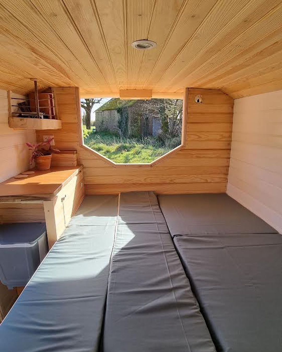 Amazing Rear Kitchen in Recycled Van Conversion