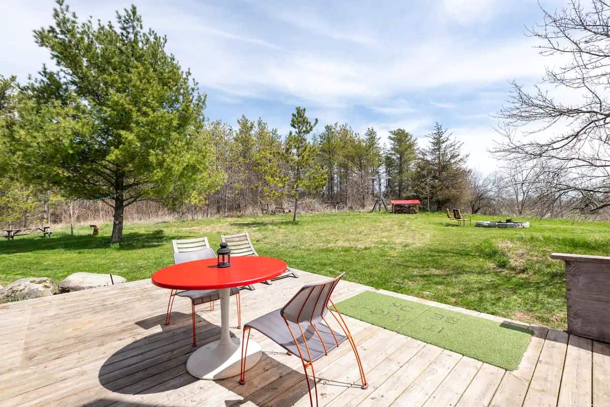 Tiny Red Cube Cabin in Castleton, Ontario