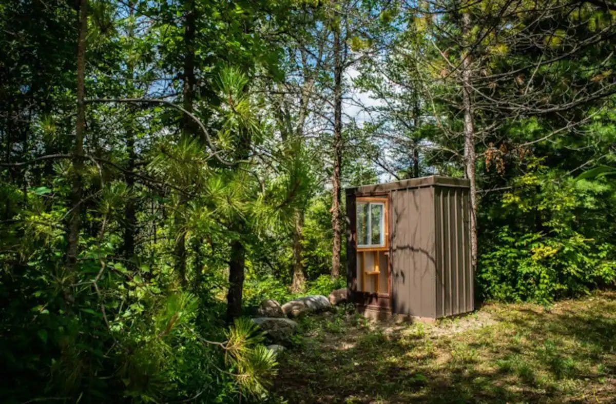 Tiny Red Cube Cabin in Castleton, Ontario