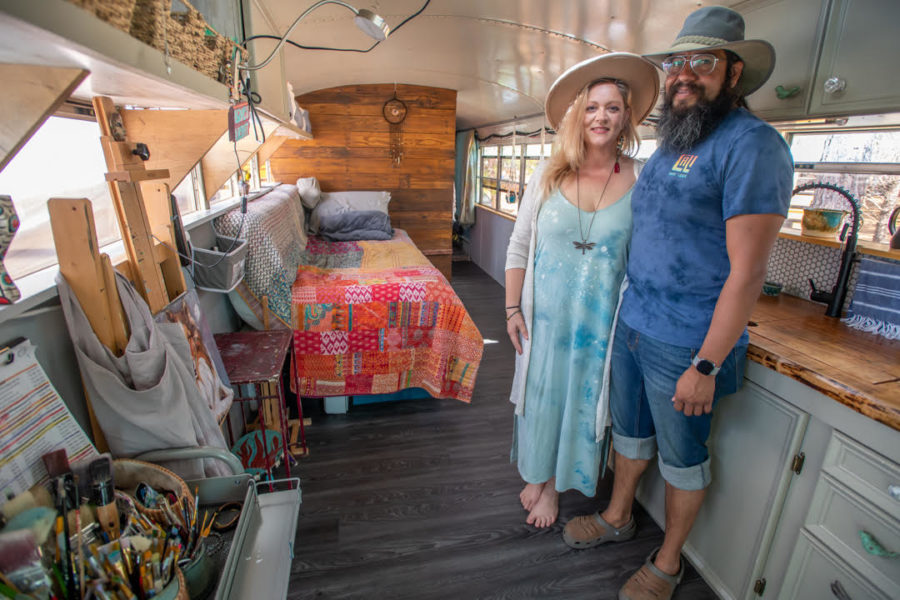 Artist Couple Traveling The Country in DIY Skoolie