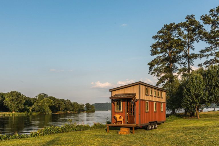 The Boxcar Tiny House with a Downstairs Bedroom and Lots of Storage!