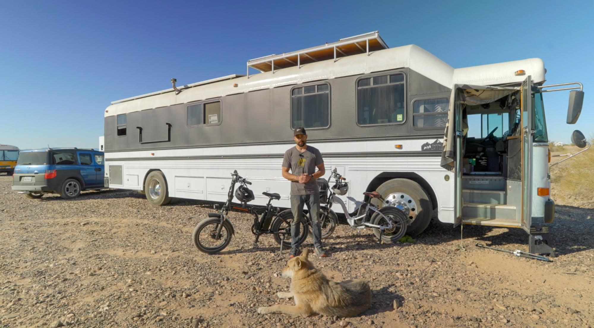 Zep II: Off-Grid Skoolie with Raised Roof Deck and Remote Work Setup