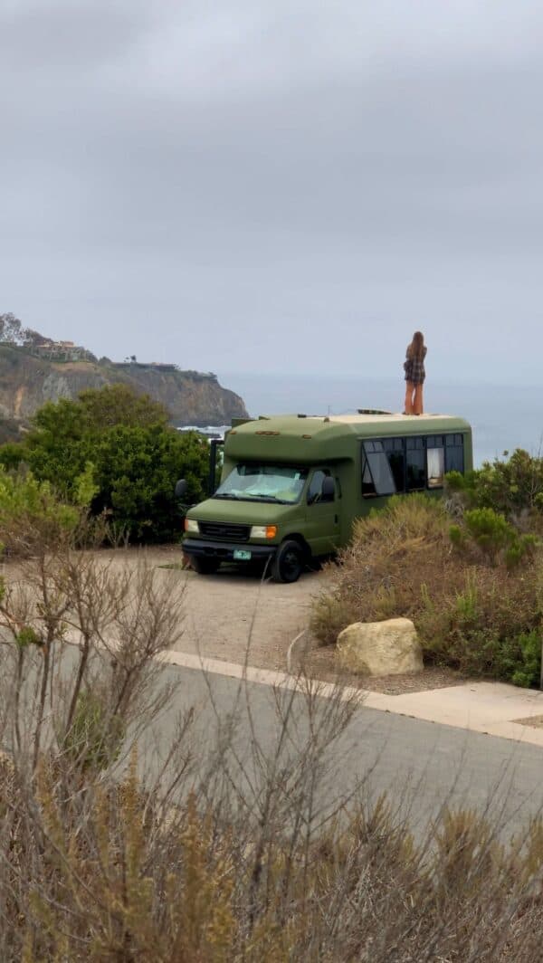 Their Forest-Green Shuttle Bus Conversion