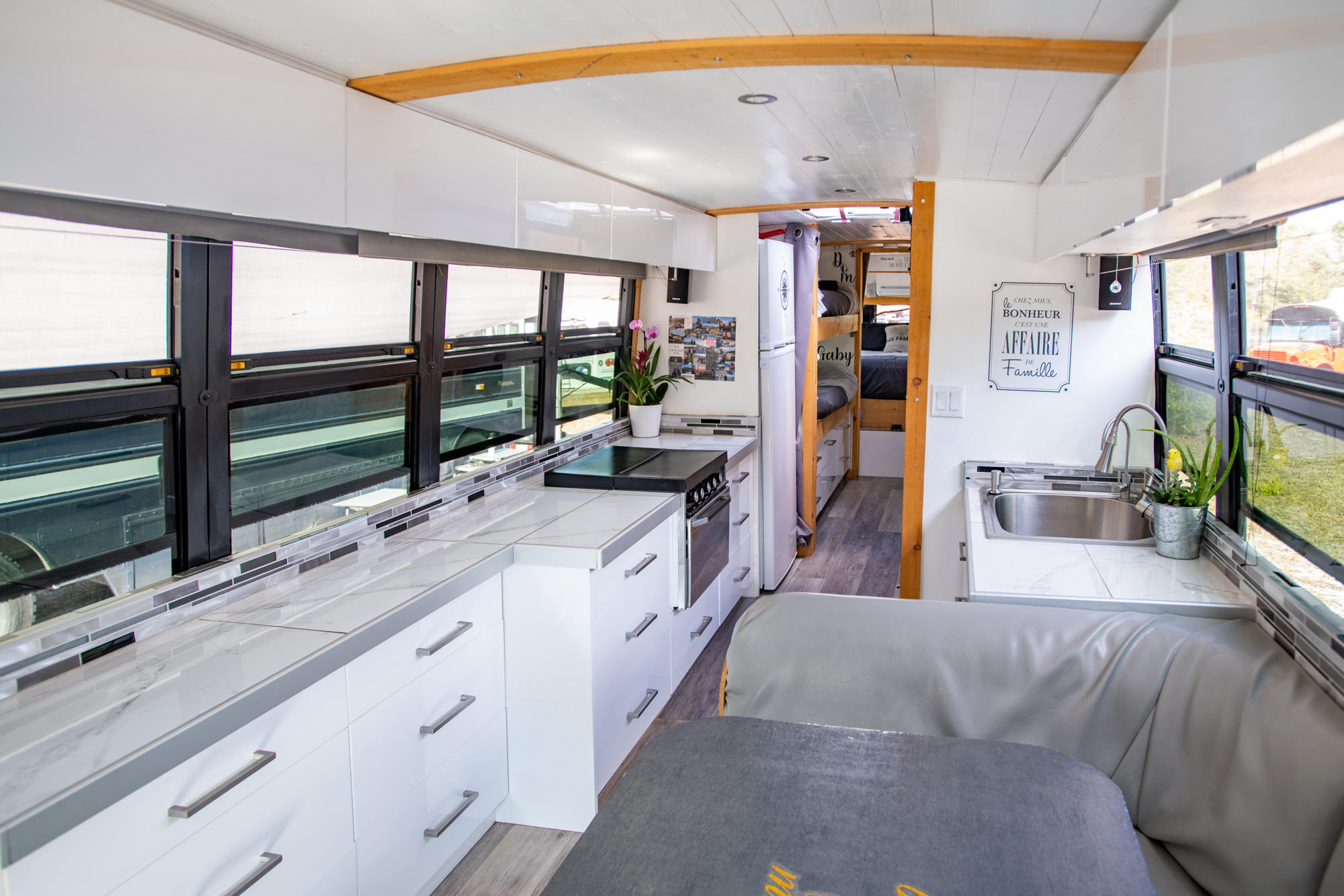 Family with Four Boys Living in a 40-ft. School Bus Conversion