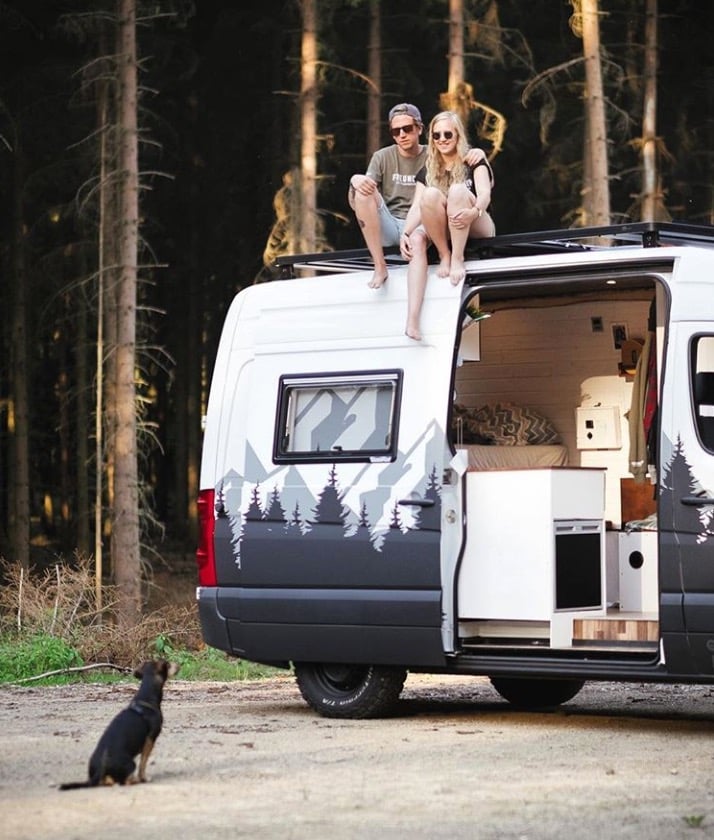 Couple’s Van Life with a Tailgate Loveseat: Their DIY VW Crafter Conversion
