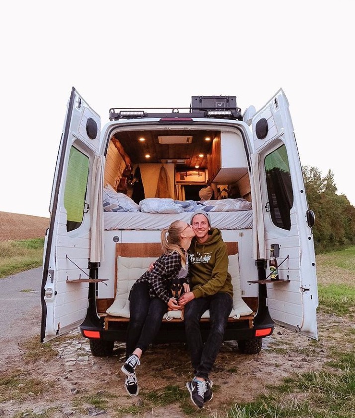 Couple’s Van Life with a Tailgate Loveseat: Their DIY VW Crafter Conversion