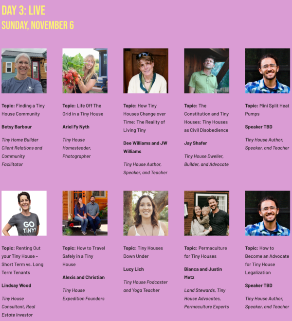 Free Tiny House Summit November 4-6, 2022