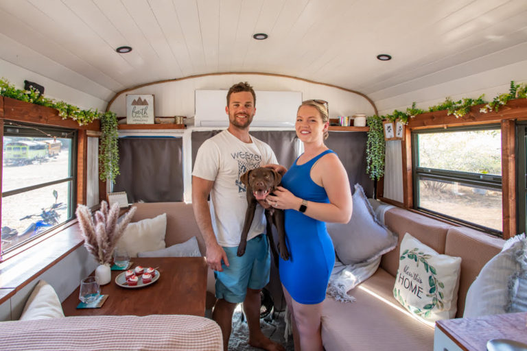 Their Short School Bus Conversion with an 8-Inch Roof Raise
