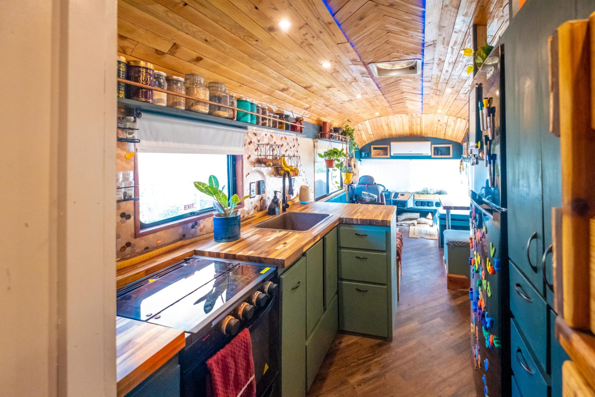 Family-Friendly Skoolie Conversion w Raised Roof For Sale.