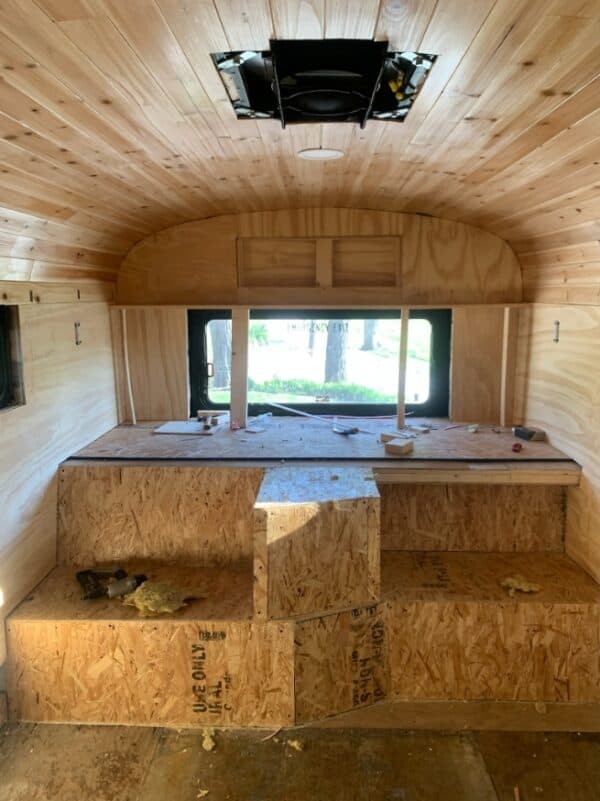 Traveling in their Vintage Bus Conversion