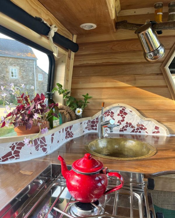 Gorgeous Recycled Van Conversion with Mosaic Tiles