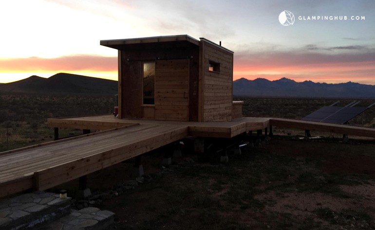 Group of Three Tiny Cabins in the Mojave Desert