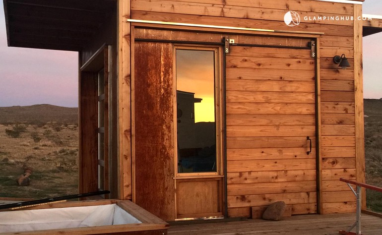 Group of Three Tiny Cabins in the Mojave Desert