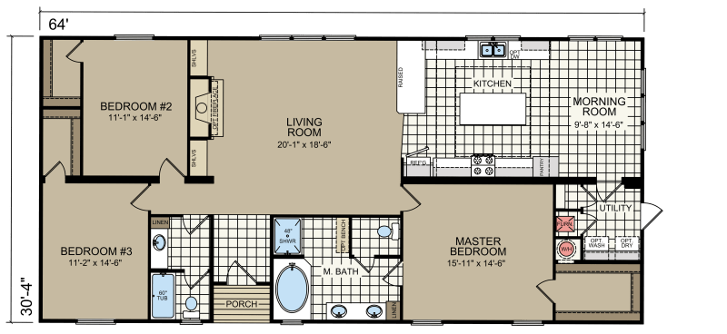 Huge 64-Foot Double-Wide Home with 3 Bedrooms and 2 Bathrooms 0011
