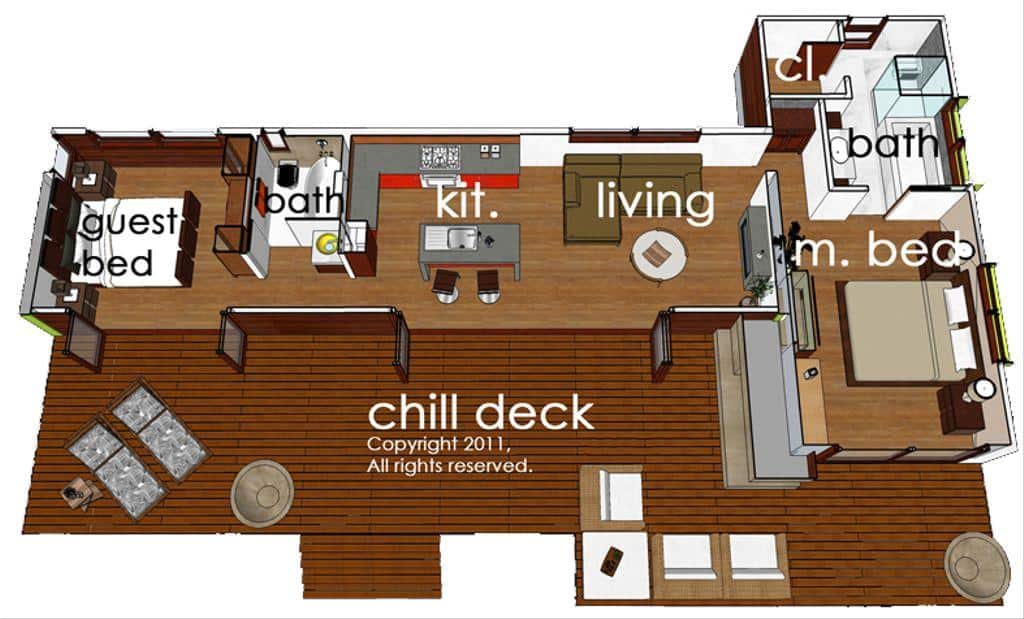 Hummingbird Extended: 860 sq. ft. Home Plans