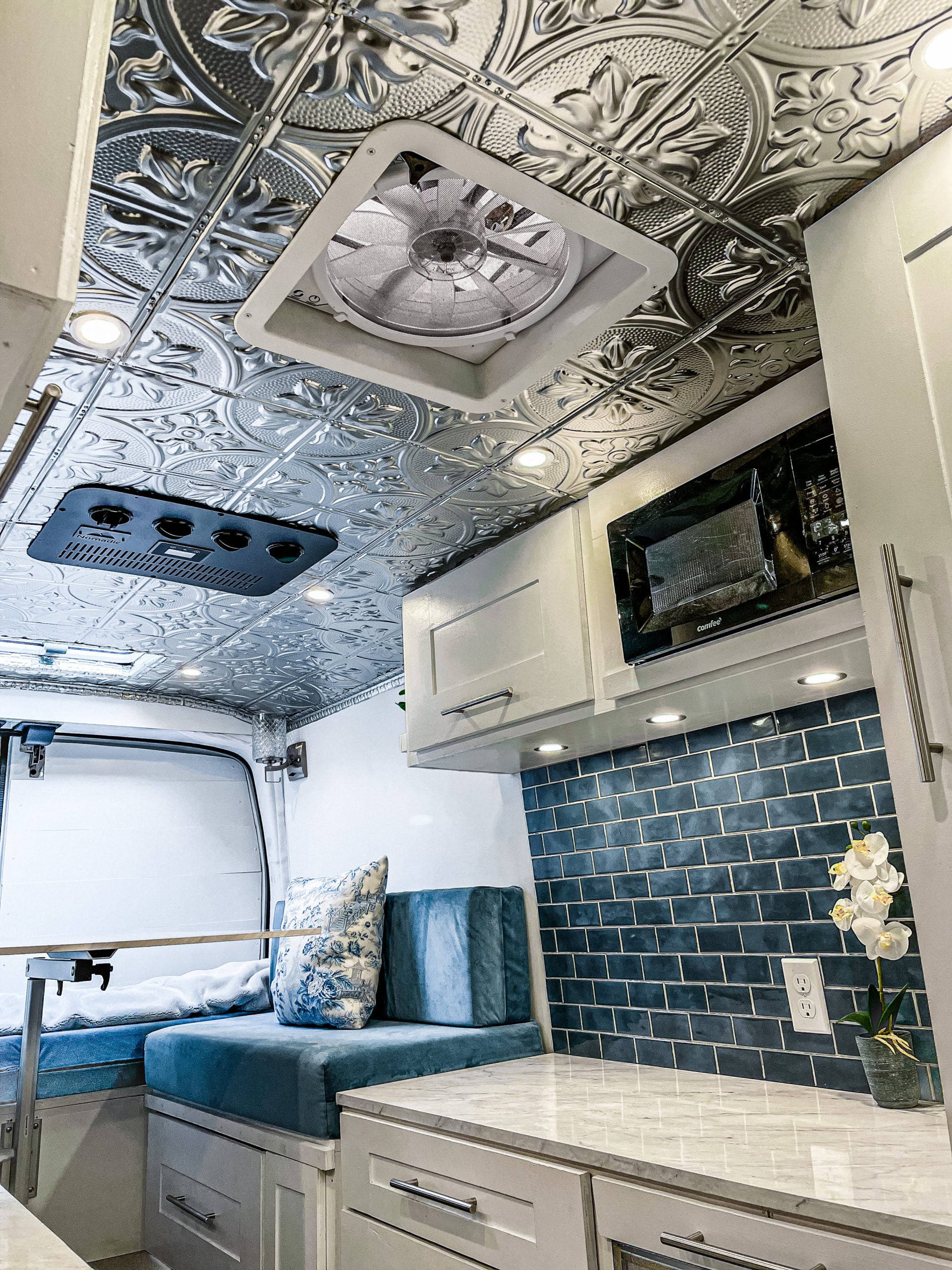 Lauren & Her Dad Built Out this Stunning Blue & White Van