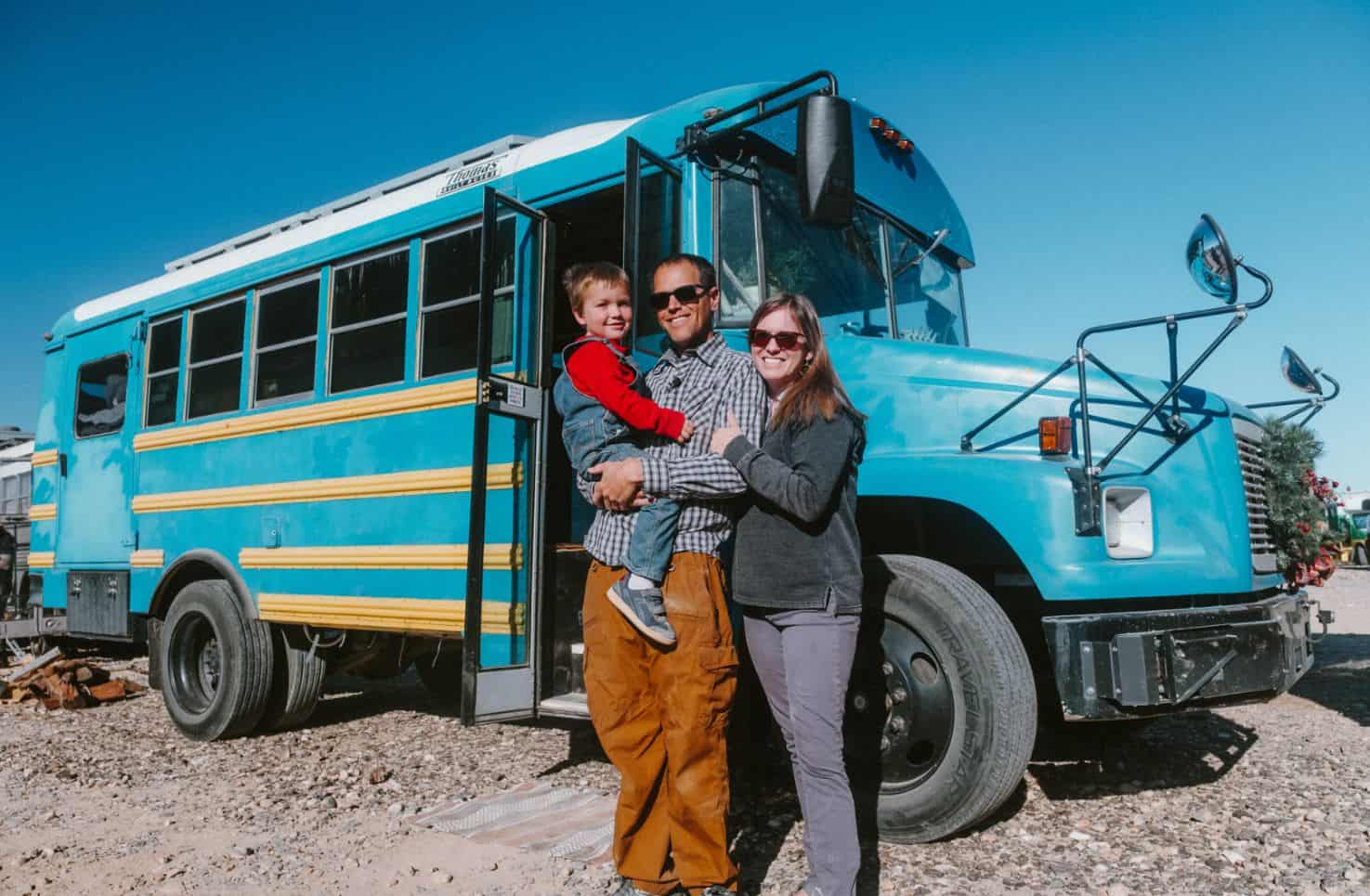 Family of 3’s Life in a School Bus Tiny Home