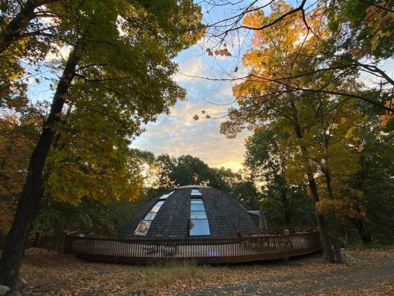 This Round, Rustic Cabin is Shaped like a UFO!