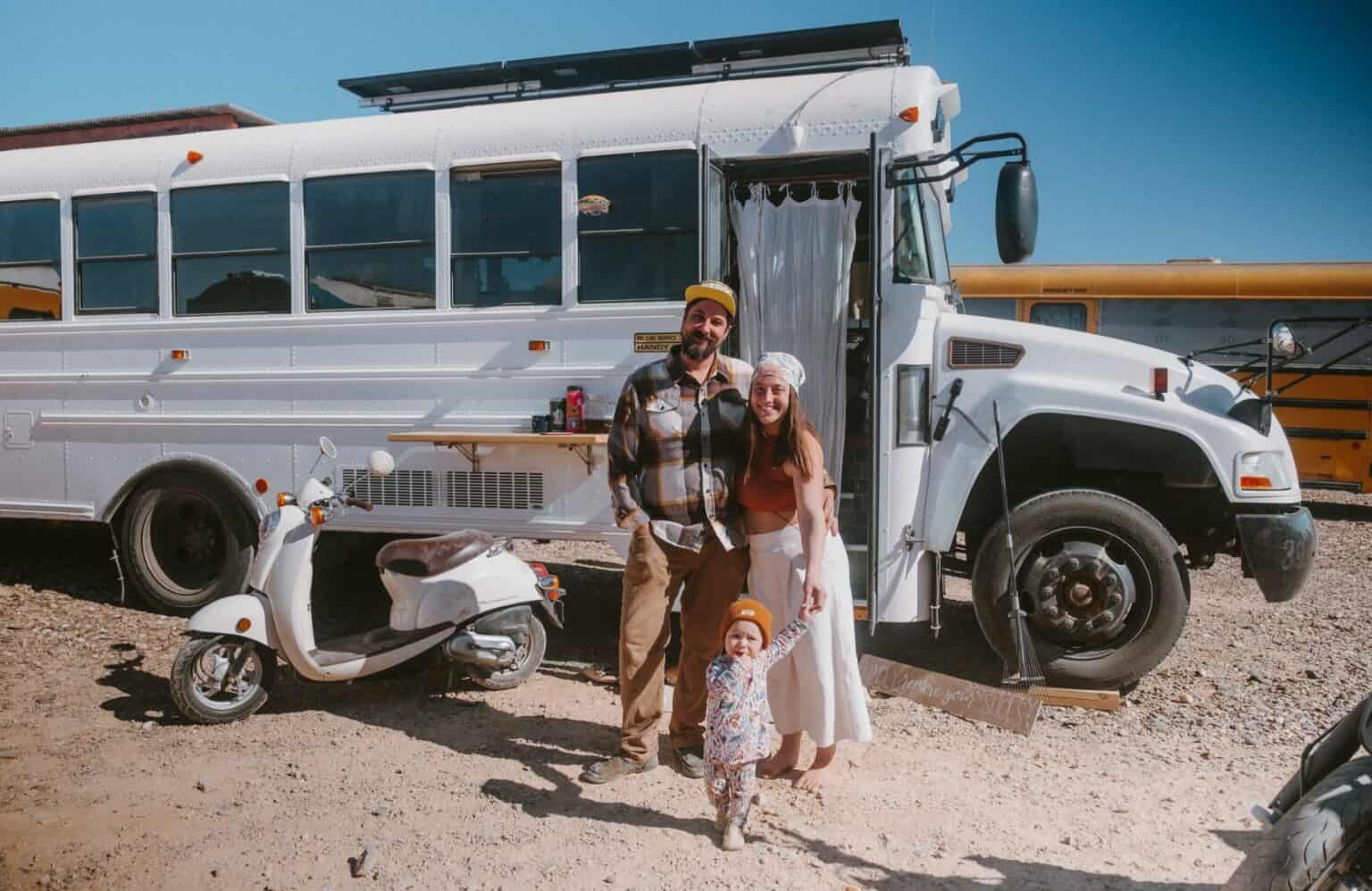 Family of 3’s Life in their School Bus House