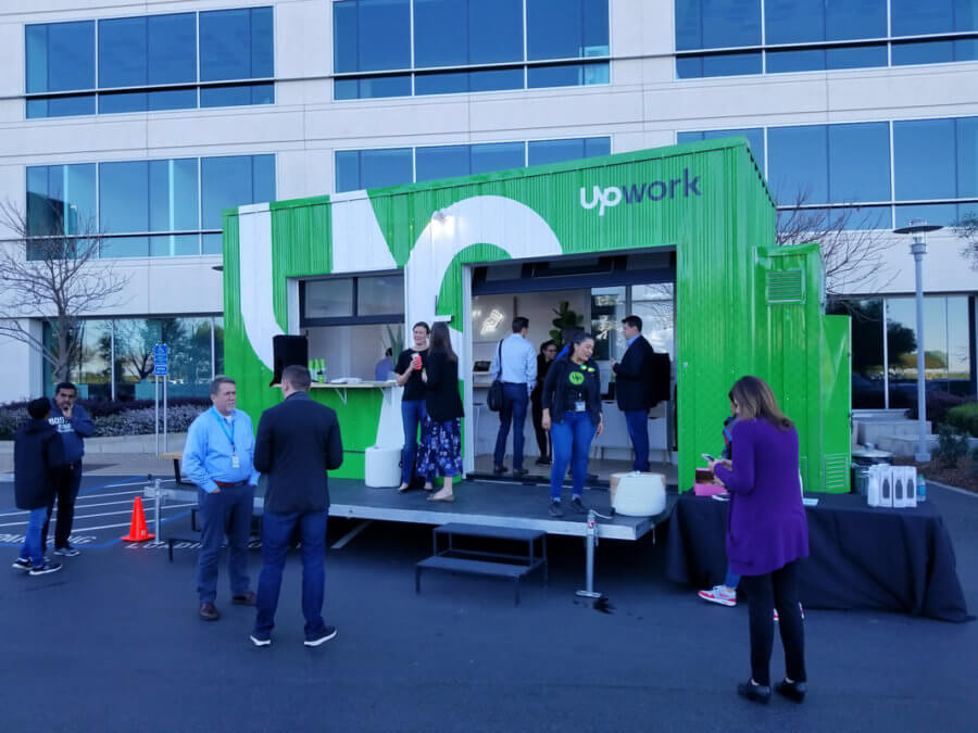 Mobile Coworkspace built for Upwork with Custom Garage Doors/Windows!