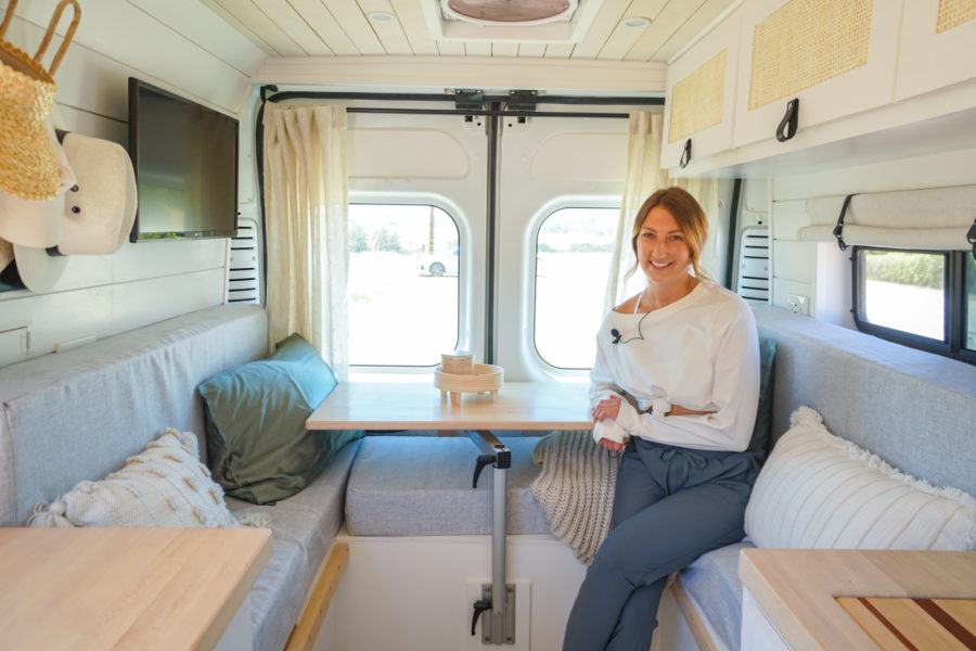 Her Van Conversion Has a Squat Rack!