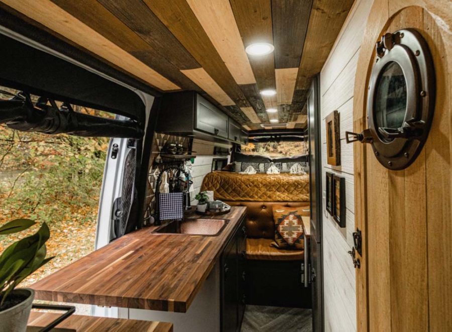 The Custom 'Rustic Cabin' Van Conversion by Drifter Vans