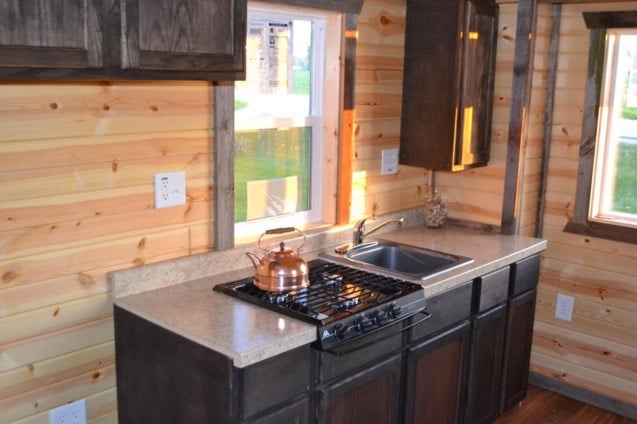 Tiny Log Cabin on Wheels by Rolling Cabins