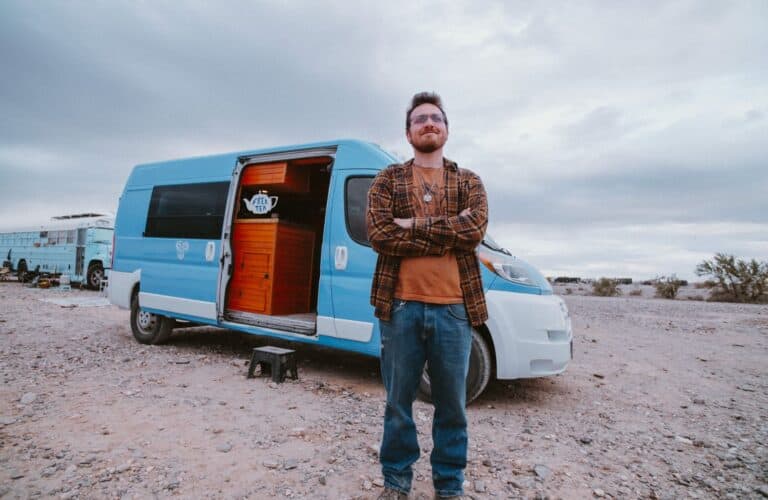 Sharing Free Tea with Strangers in His DIY Van