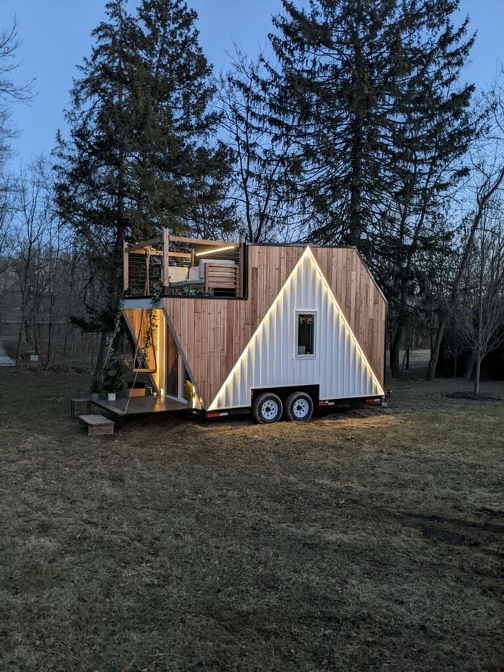 This 16 Foot Tiny House has a Rooftop Sitting Area!
