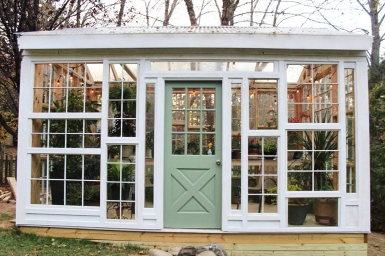 Greenhouse From Recycled Windows by Mustard Seed Tiny Homes