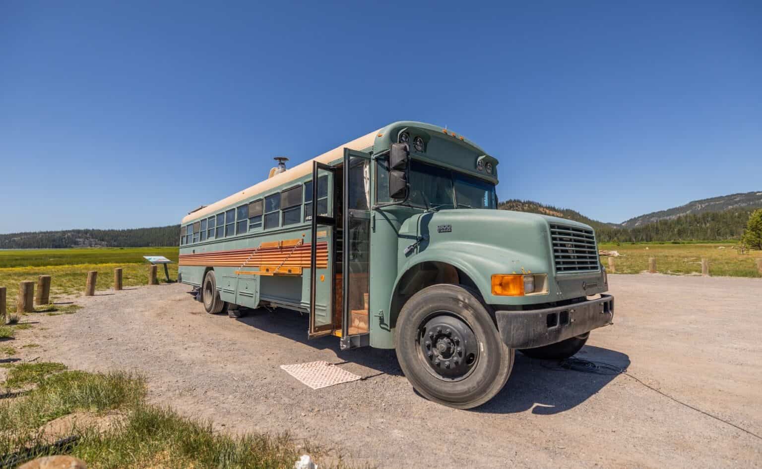 Their $35K New Mexico-Inspired Bus Conversion with Clay Interior