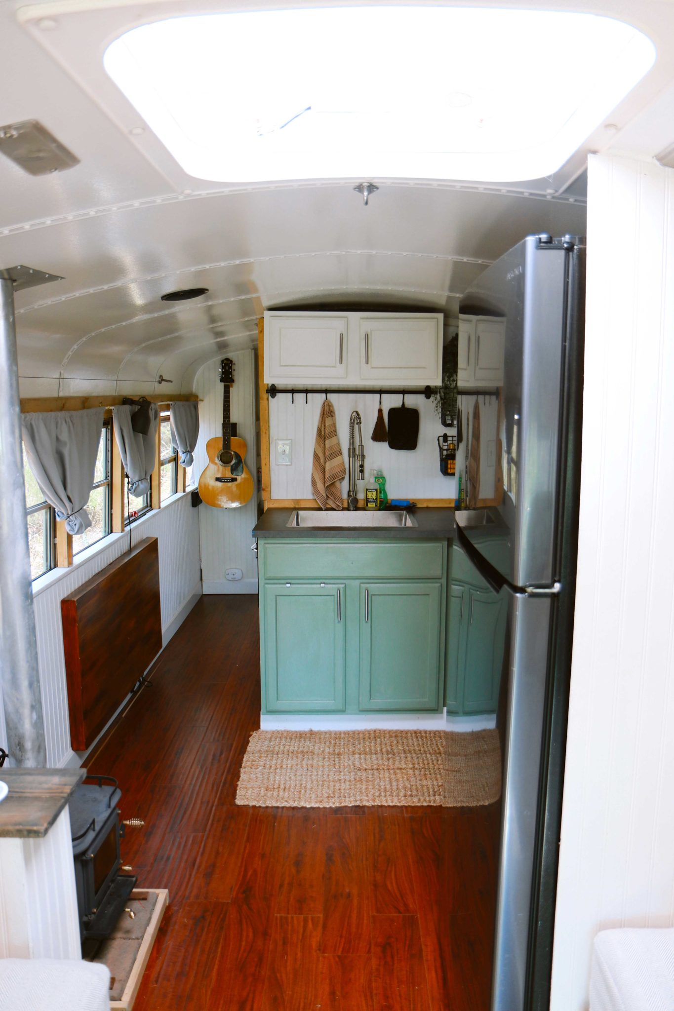 School Bus Turned Tiny Cabin in Cedar Creek (Texas)