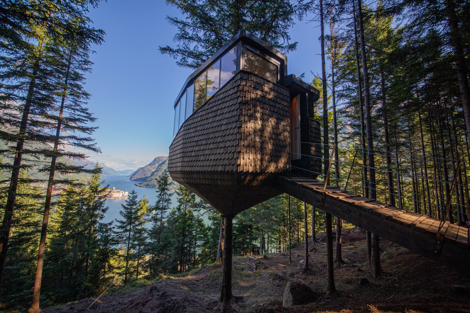 Woodnest: Modern Treehouse Overlooking Norway Fjord