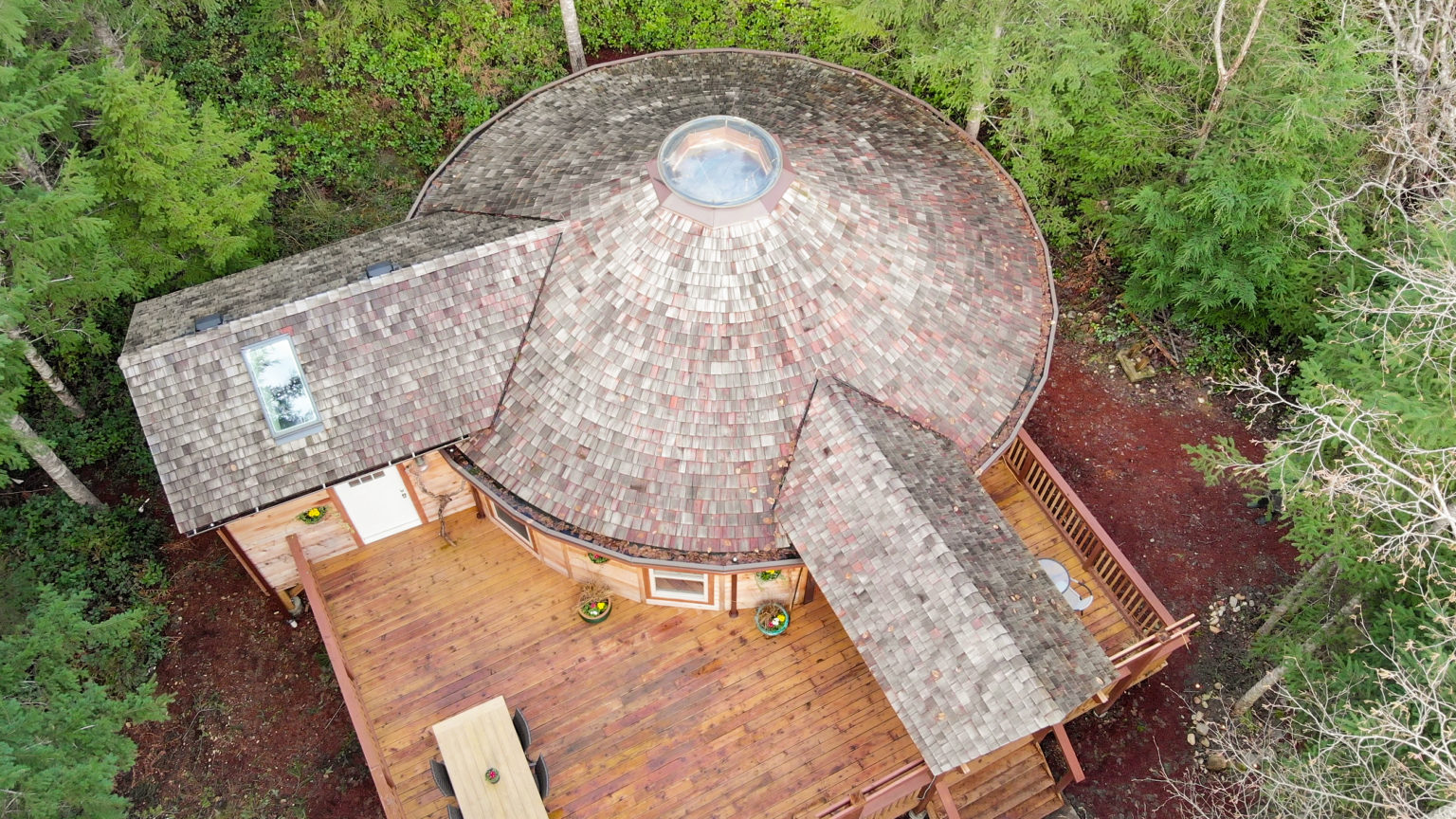 Magical Yurt with Spiral Staircase Loft and Exterior Wooden Shell