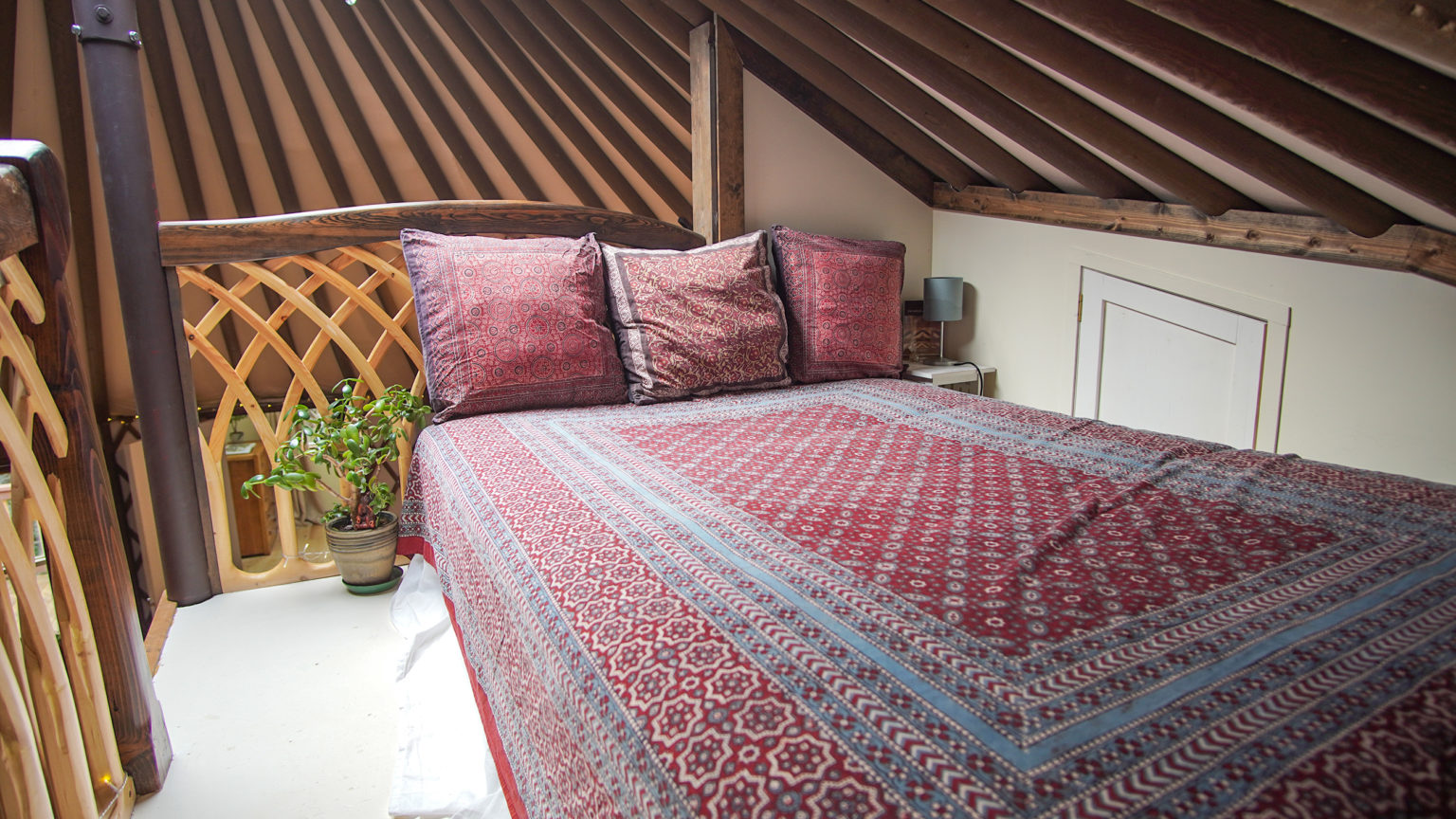 Magical Yurt with Spiral Staircase Loft and Exterior Wooden Shell