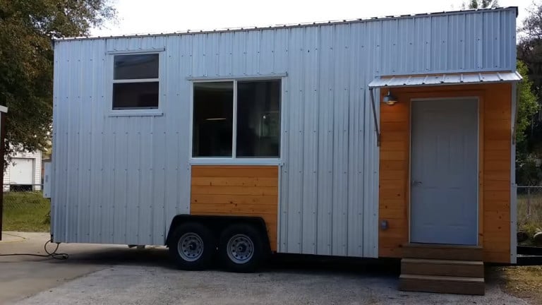Custom Tiny House on Wheels with a Split Level Floor Plan