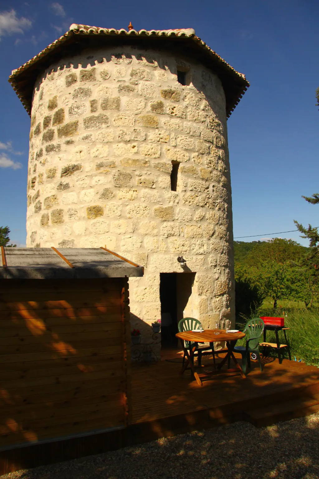Tiny, Round, Stone Pepper-Mill Cottage in France
