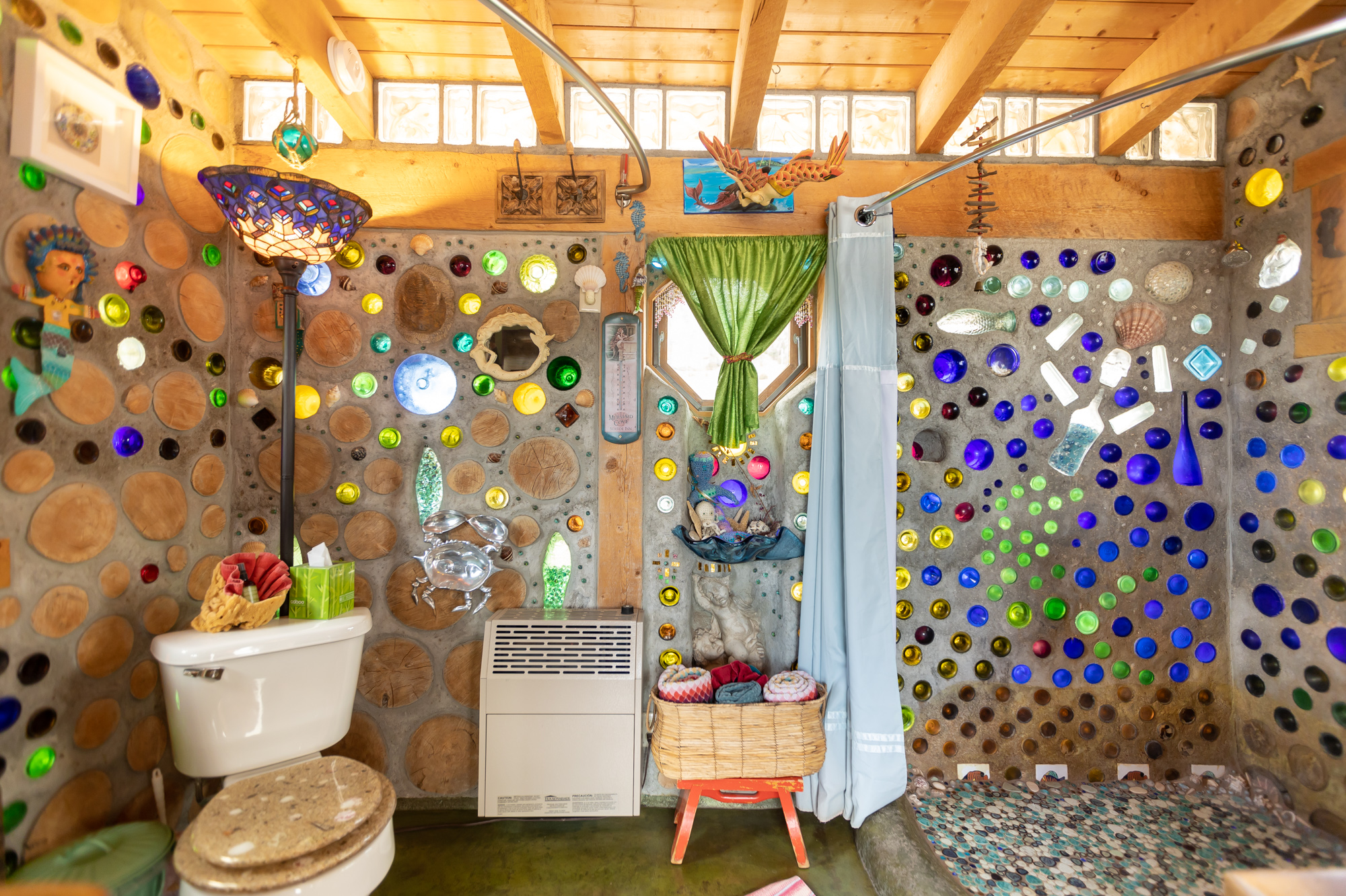 Mermaid Cottage: DIY Cordwood Tiny House with Glass Bottles in the High ...
