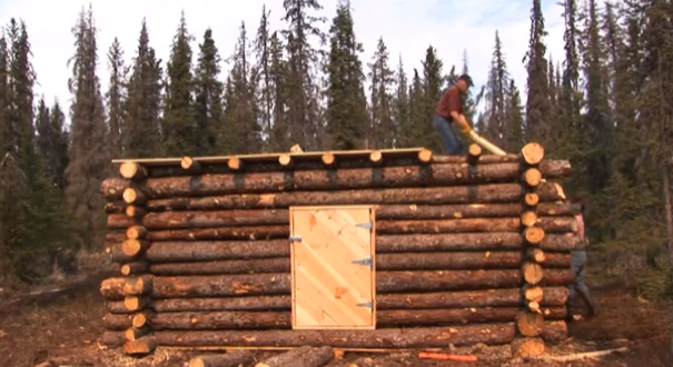 Father/Son Build Tiny Pioneer Log Cabin in Alaska in 15 Days