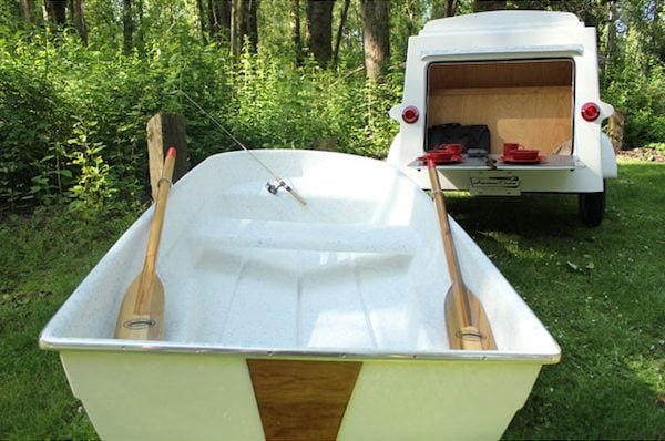 Tiny & Light Fiberglass Camper Doubles as Boat