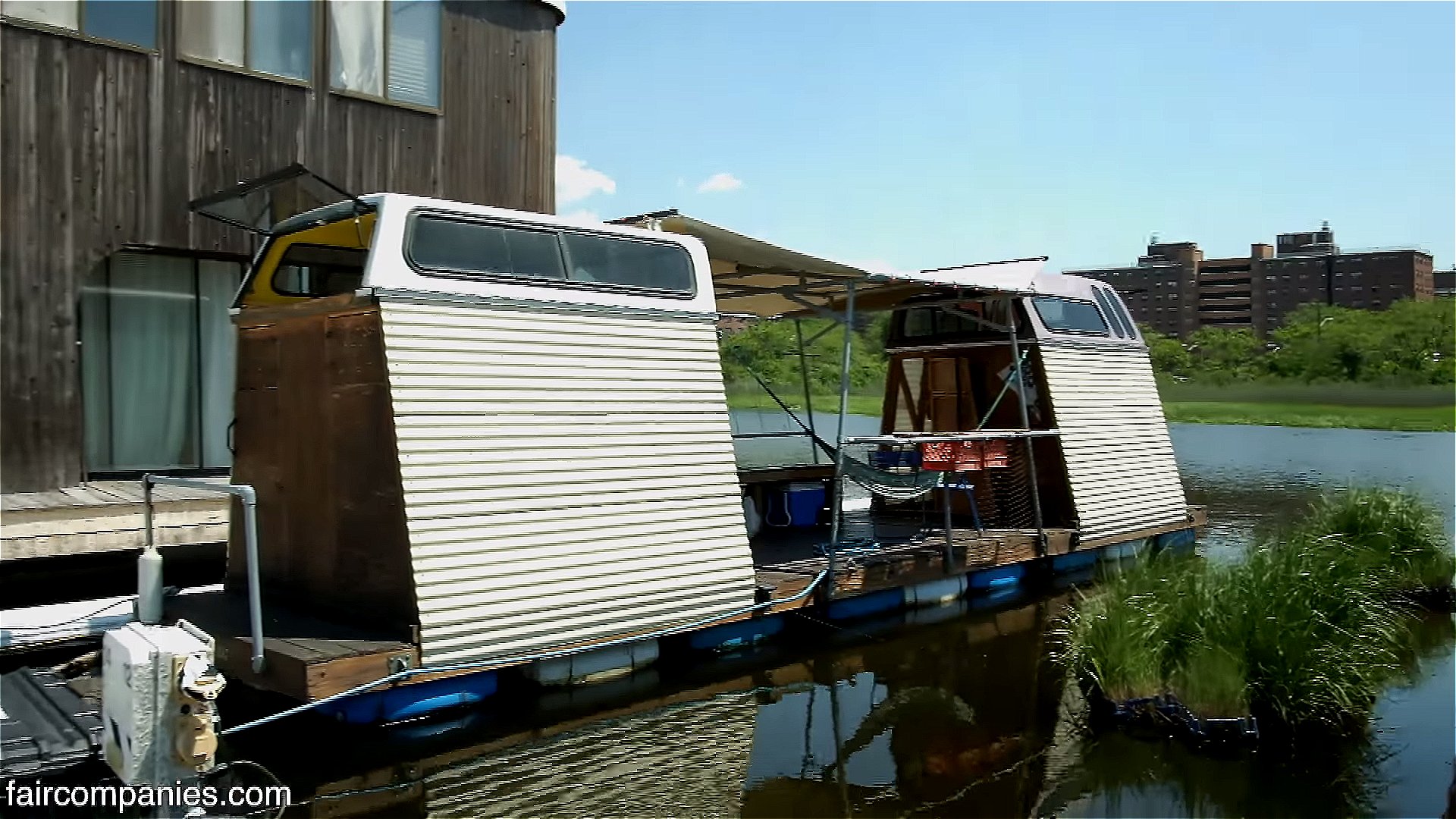 Floating Micro Cabins Built Using Recycled Truck Caps